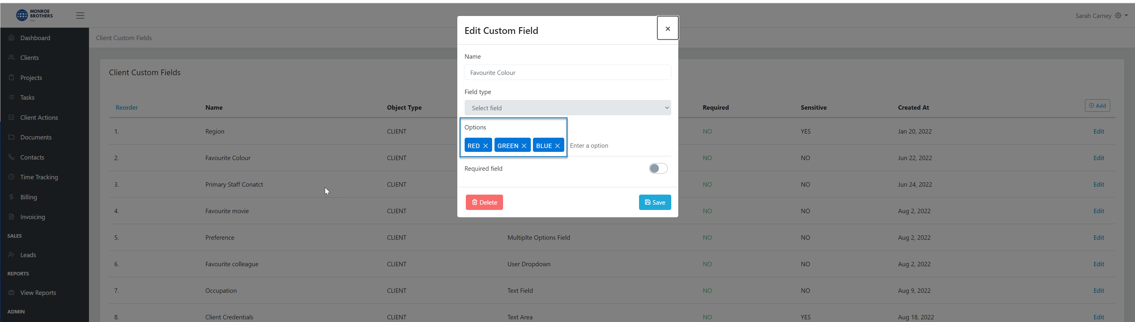 Admin - Client Custom Fields – Firm360