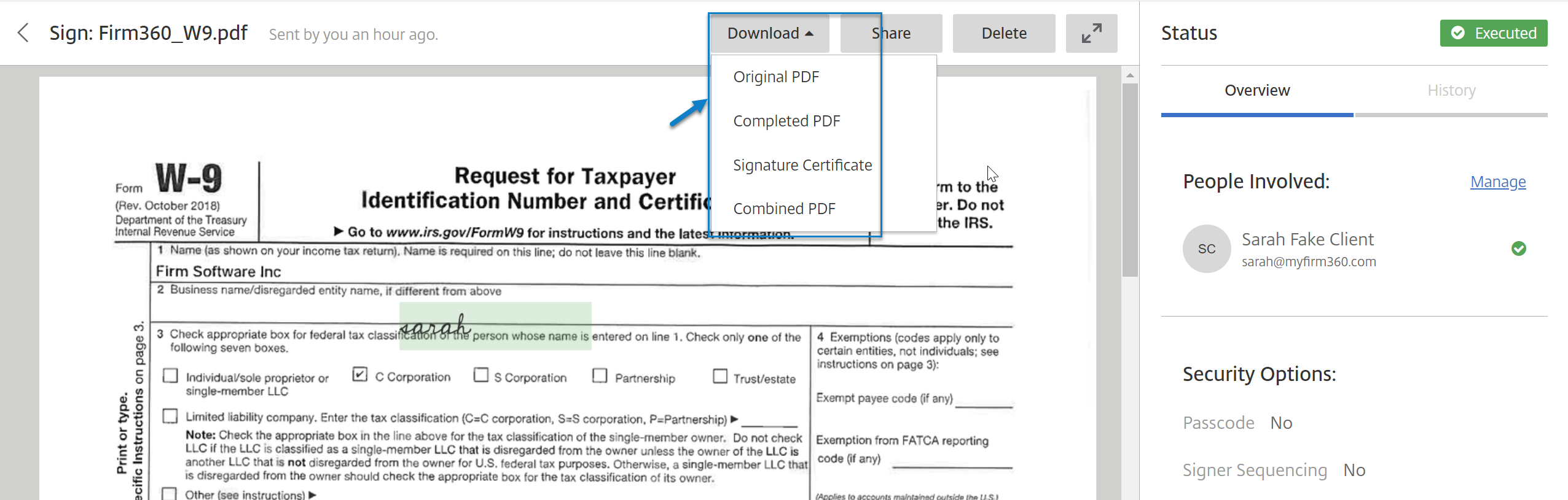 RightSignature - Client Signing Experience – Firm360