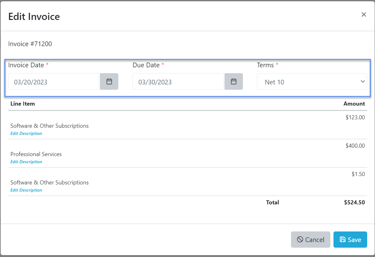 Invoices - View Details and Edit Details – Firm360