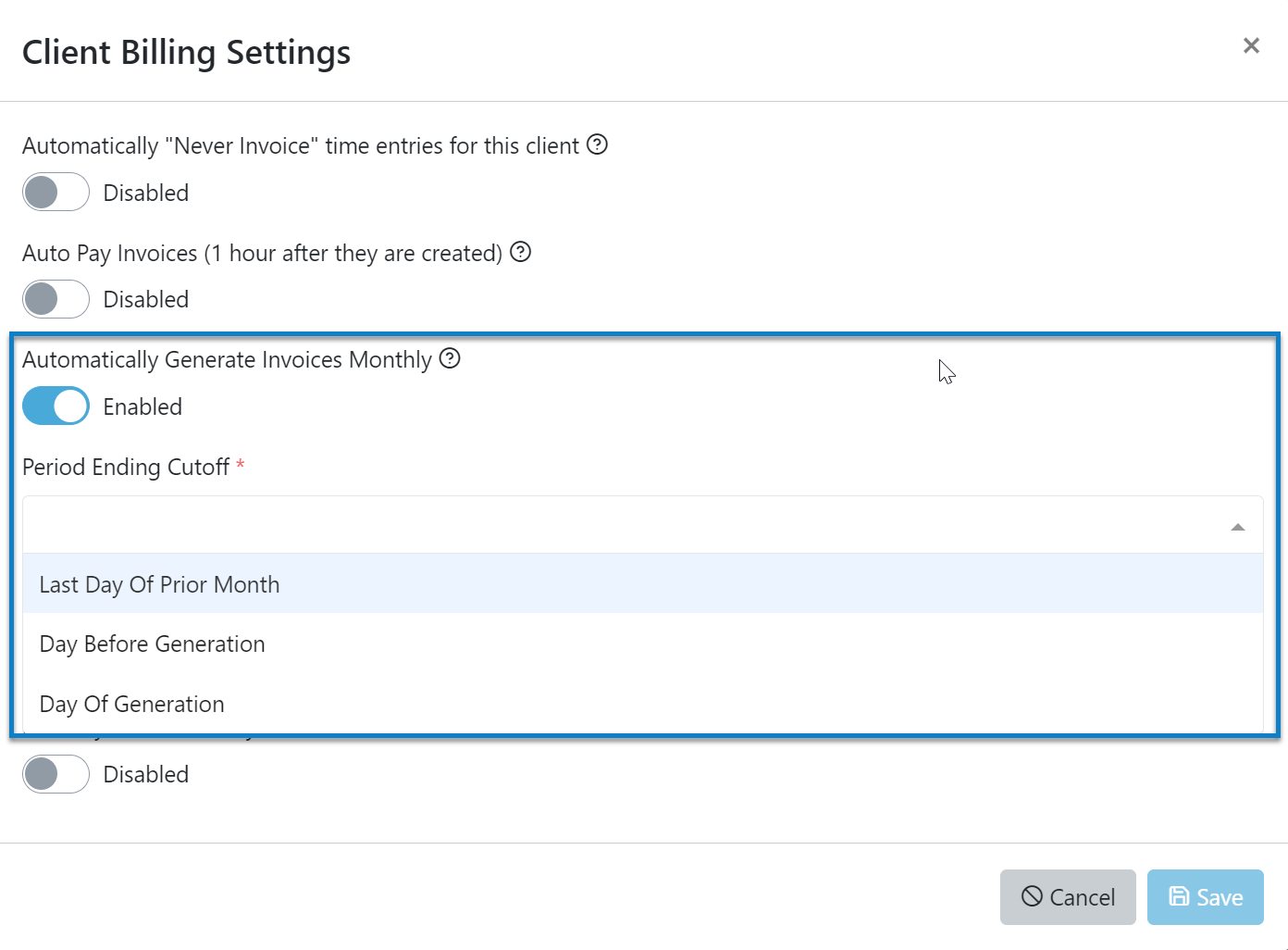 Billing- Automated Client Billing Settings – Firm360