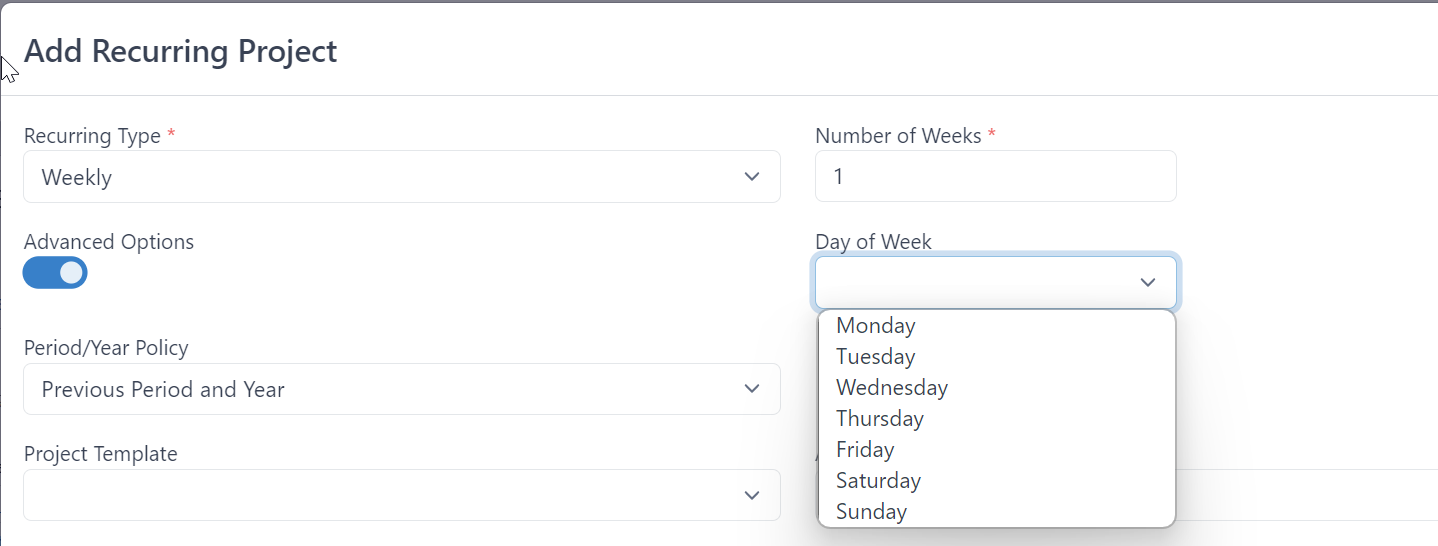 Setup Recurring Project - General – Firm360