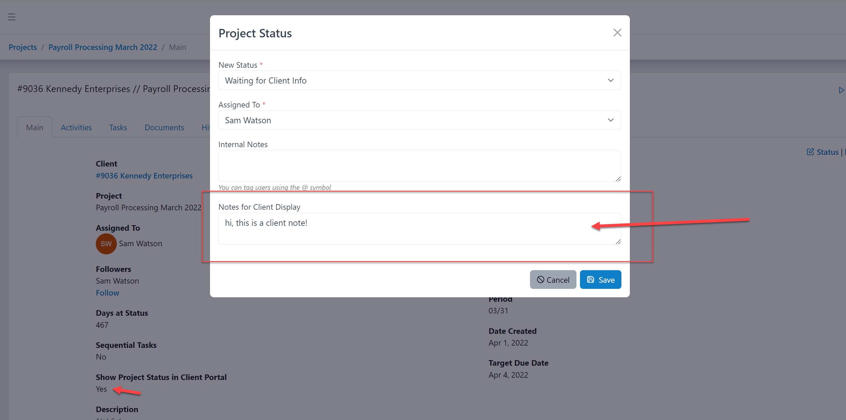 Projects Status - Notes for Client Display – Firm360