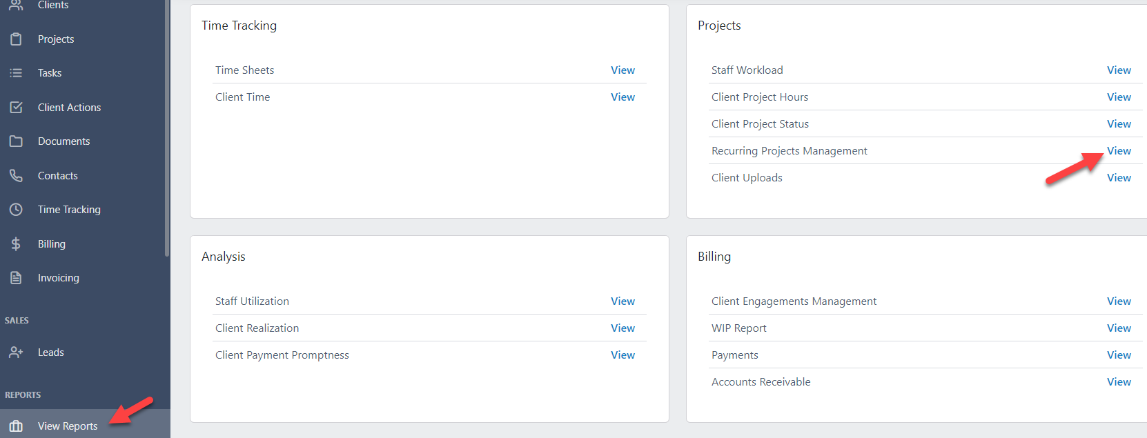 Reports-Recurring Projects Report – Firm360