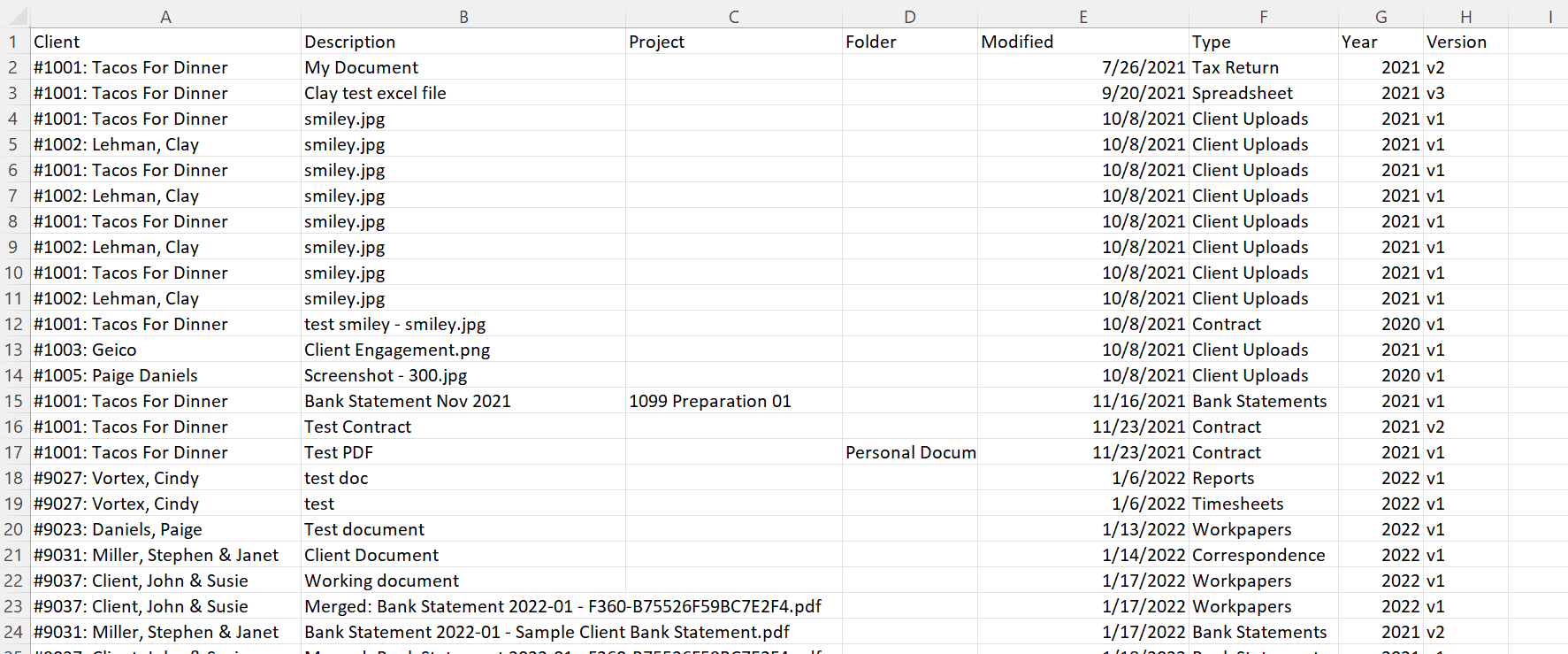 Documents- Documents Global Tab CSV Export – Firm360