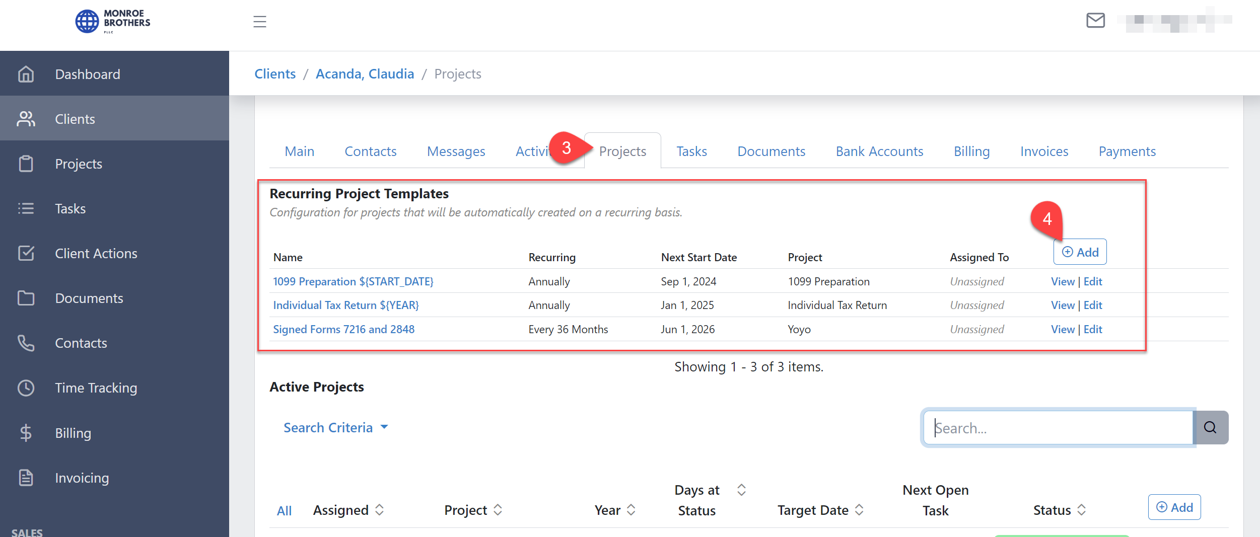 Setup Recurring Project - General – Firm360