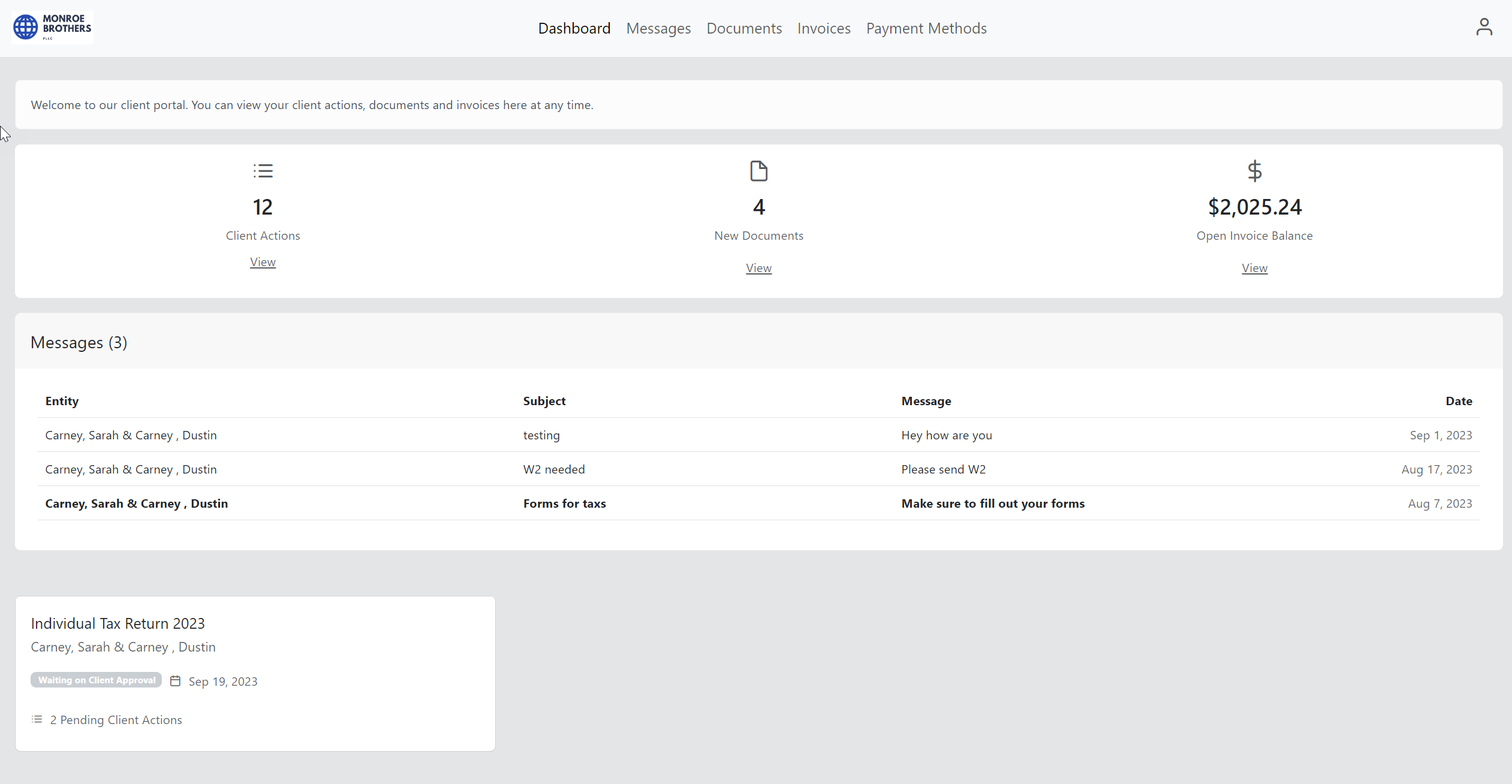 Client Portal - Dashboard – Firm360