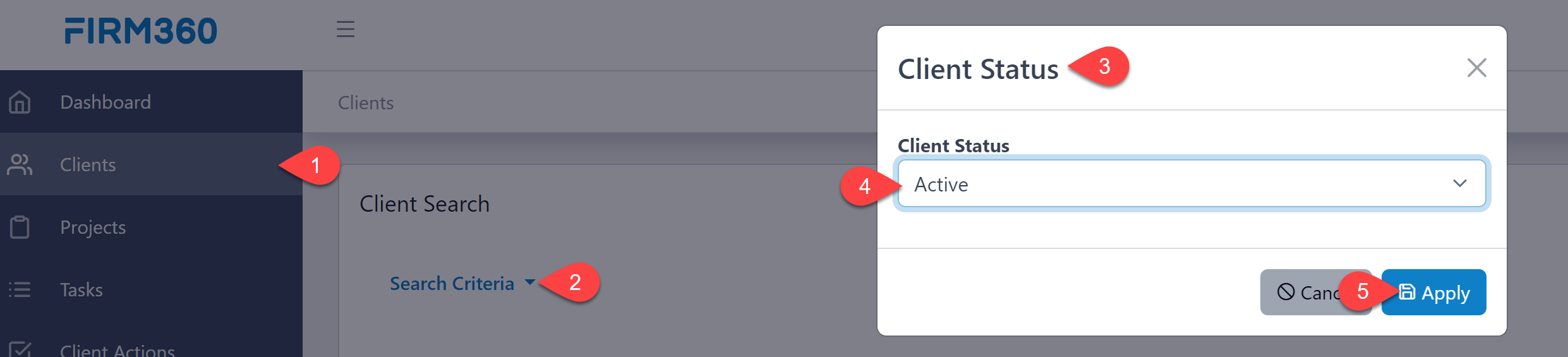 How can I export a client list of all my Active clients? – Firm360
