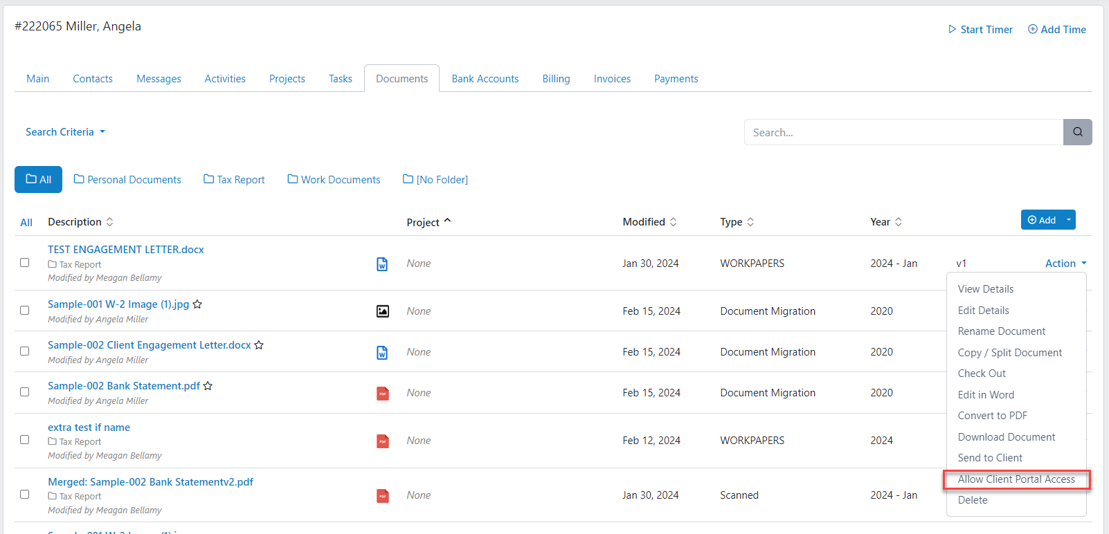 Documents- Allow Client Portal Access – Firm360