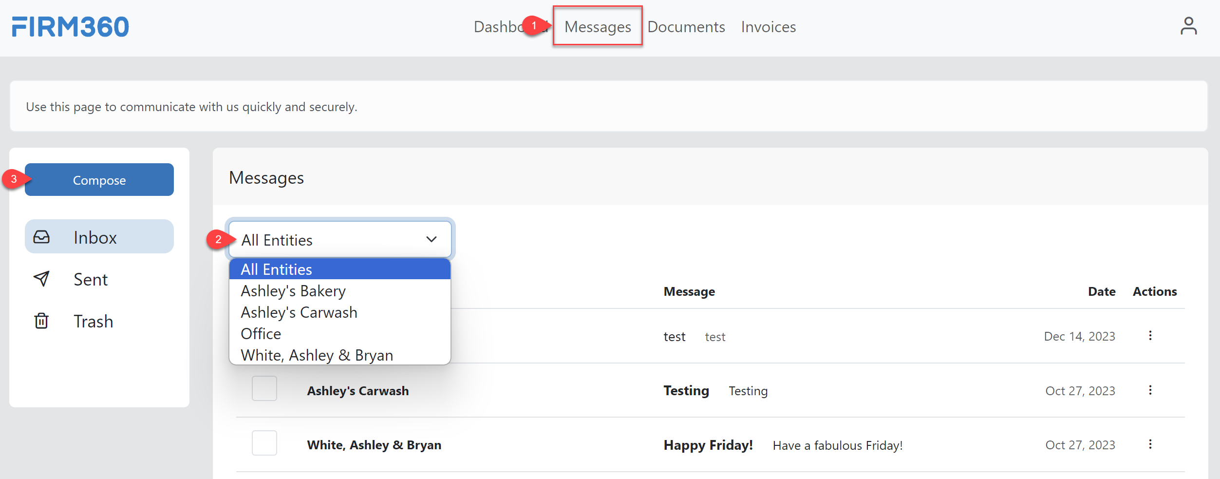 Client Portal Messaging – Firm360