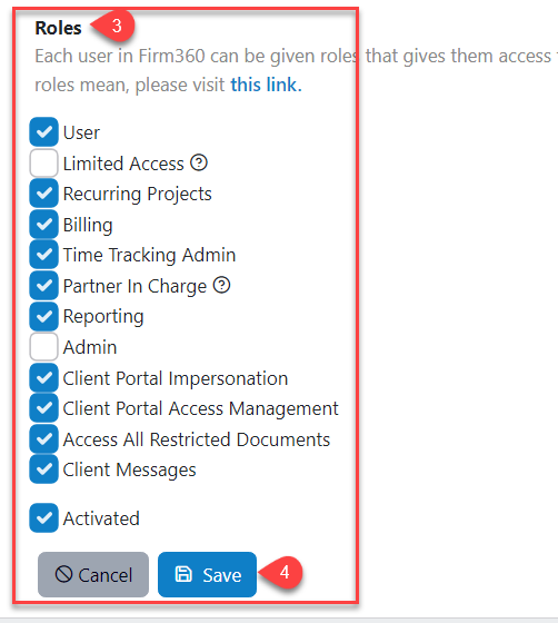 Admin User - Role definitions/meanings – Firm360
