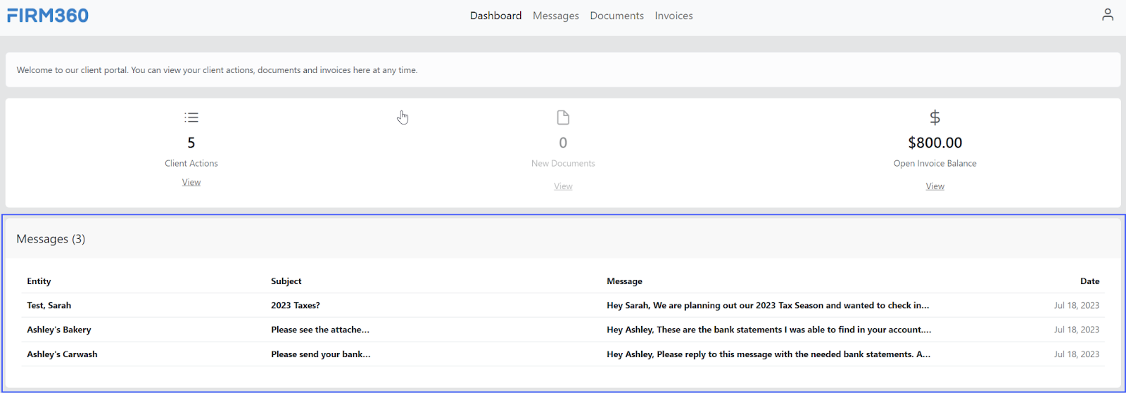 Client Messaging – Firm360