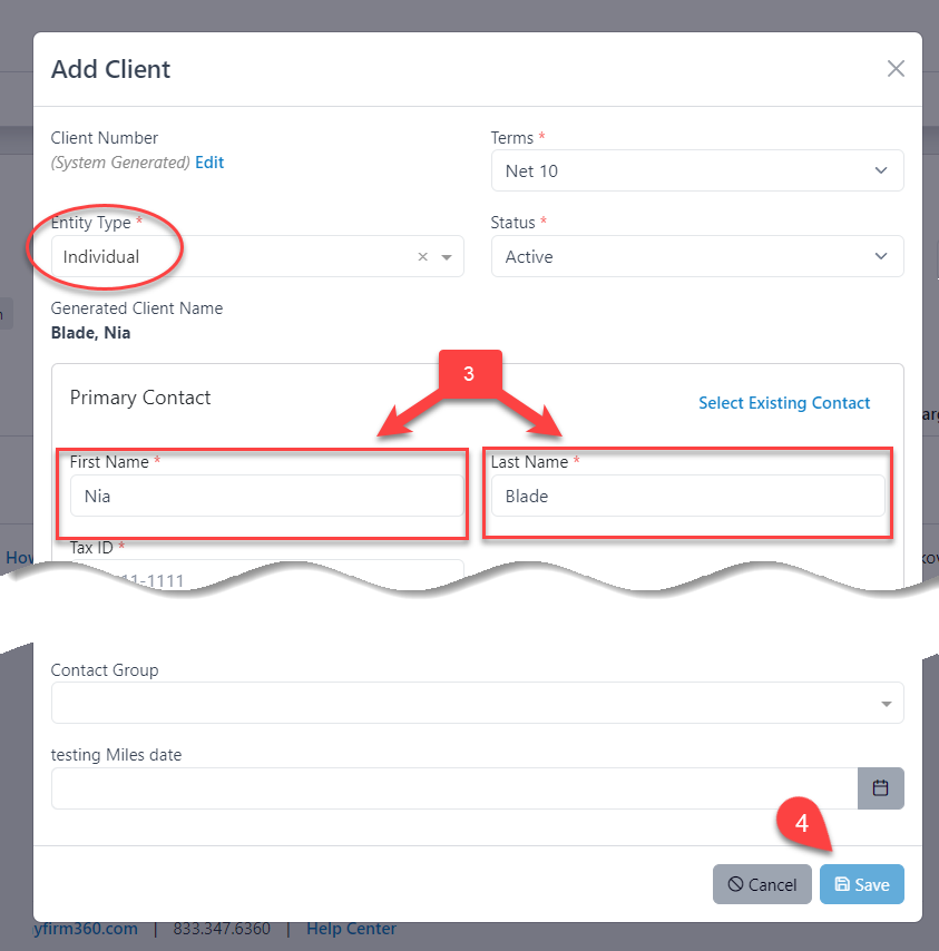 Individual Clients and Primary / Spouse / Alternate Contacts – Firm360