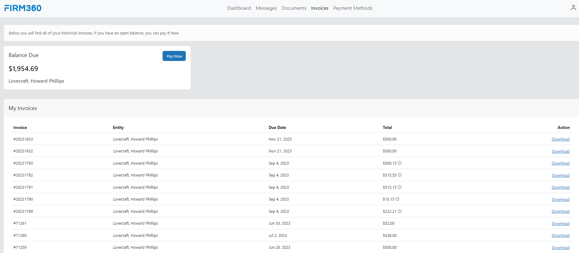 Client Portal - Dashboard – Firm360