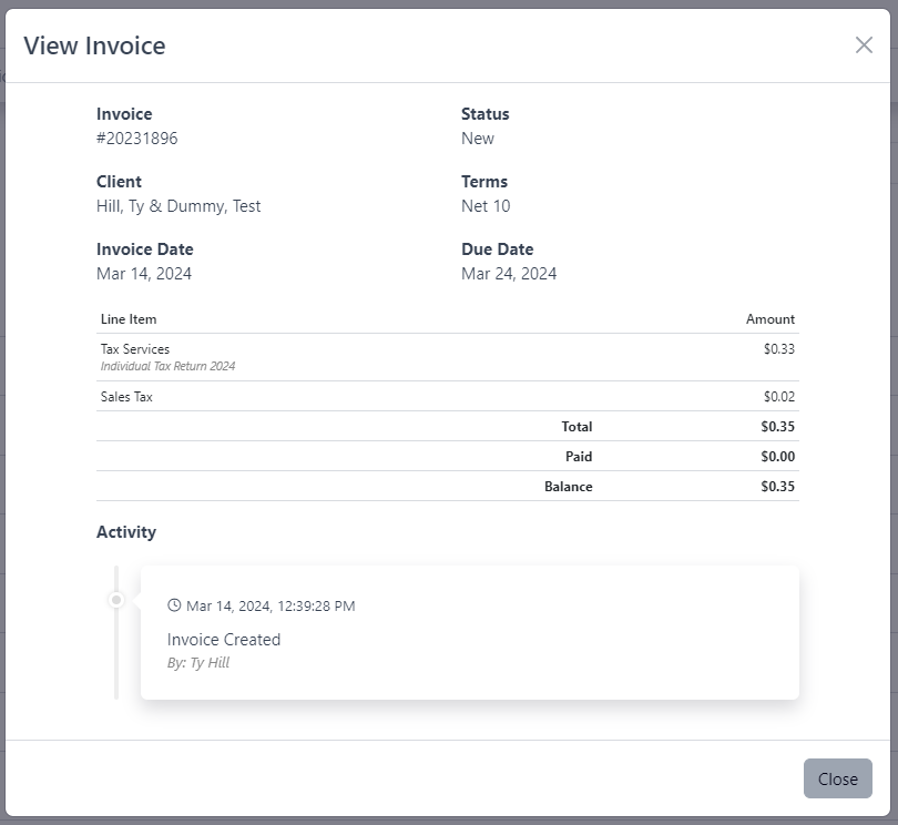 Invoices - View Details and Edit Details – Firm360