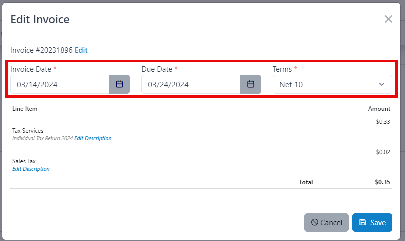 Invoices - View Details and Edit Details – Firm360