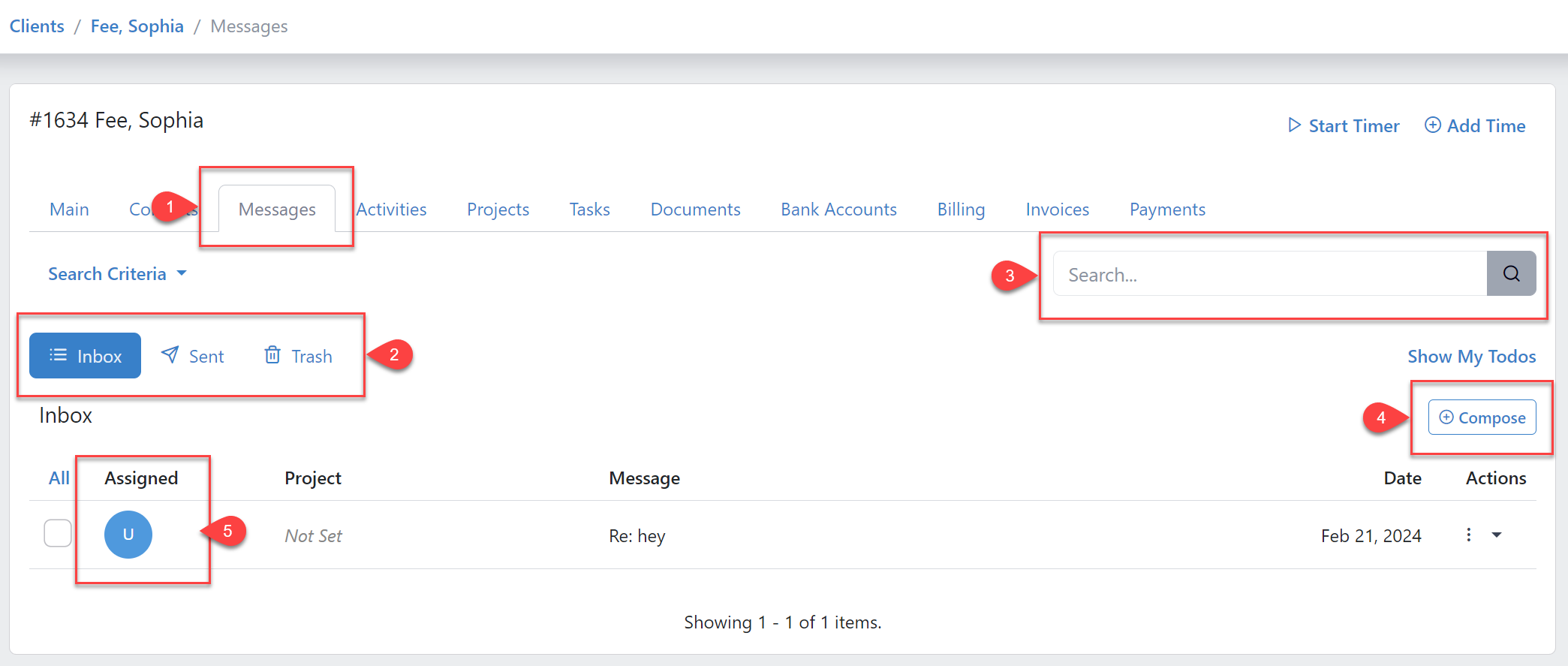 Client Messaging - Client “Messages” Tab – Firm360