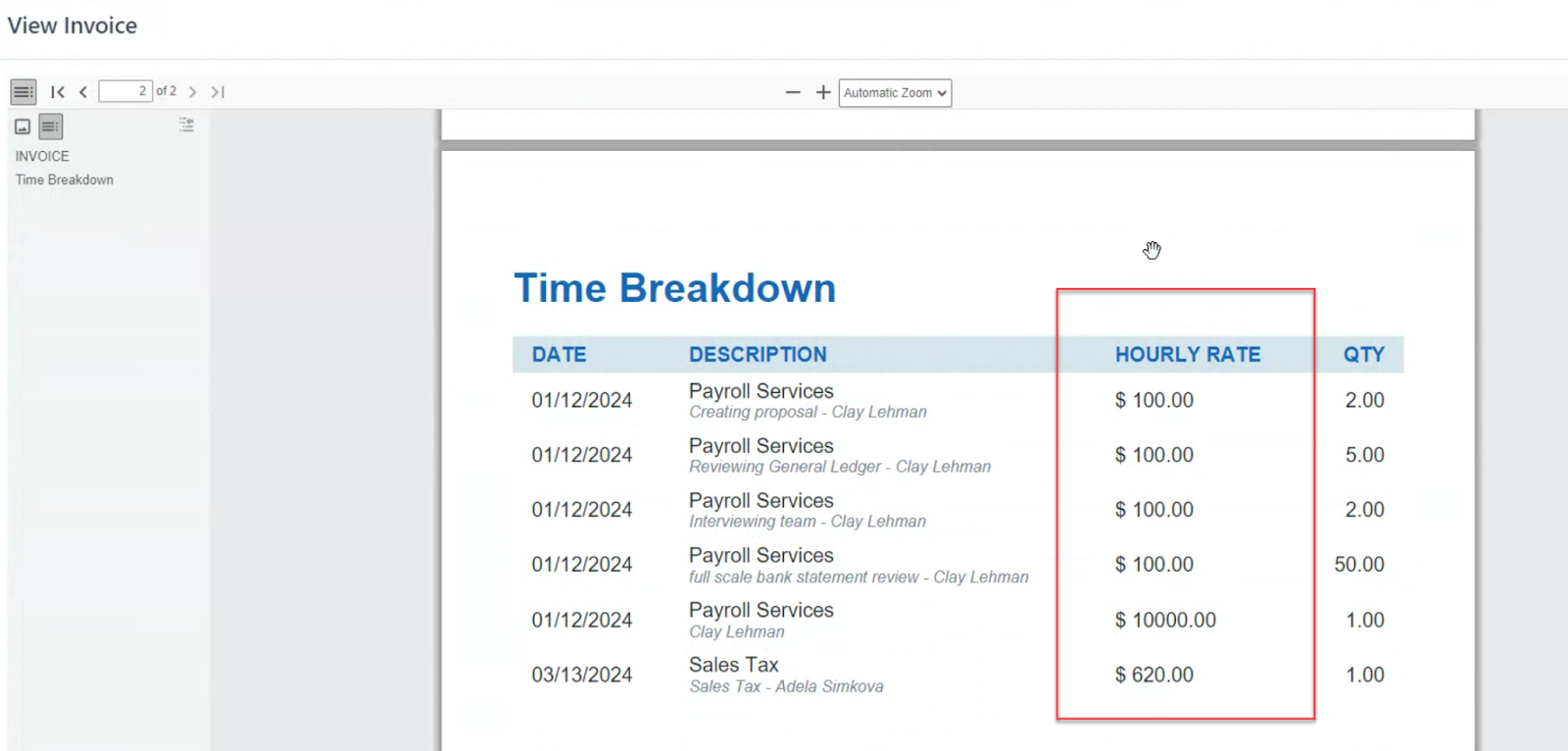 Admin Settings - Billing/Invoicing - Show Invoice Hourly Rate on ...