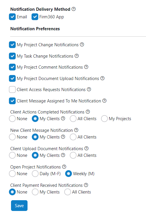 User Profile: Notification Preferences – Firm360