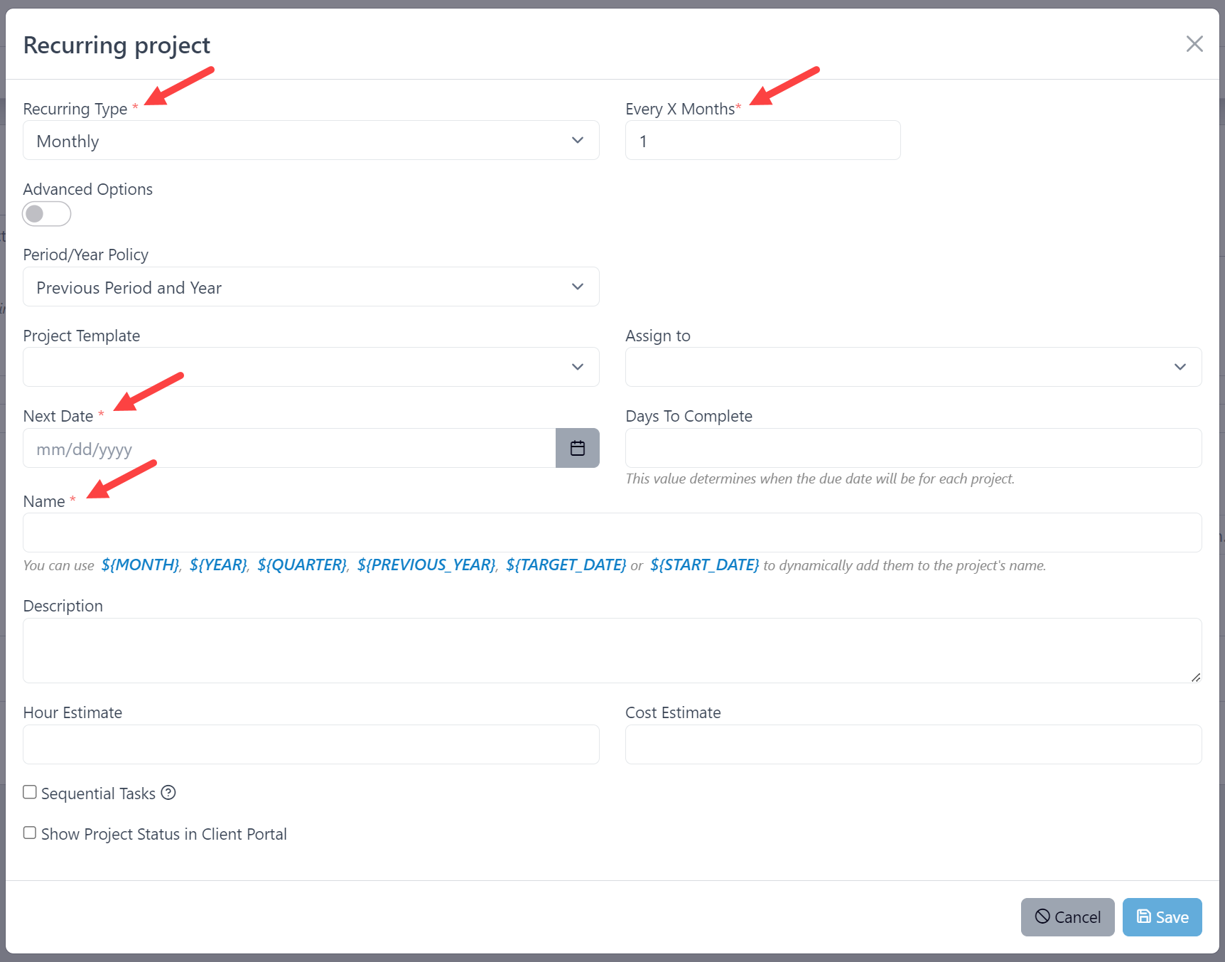 Setup Recurring Project - General – Firm360