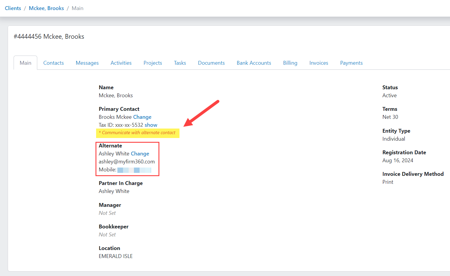 Alternate Contacts Receive Client Portal Notifications – Firm360