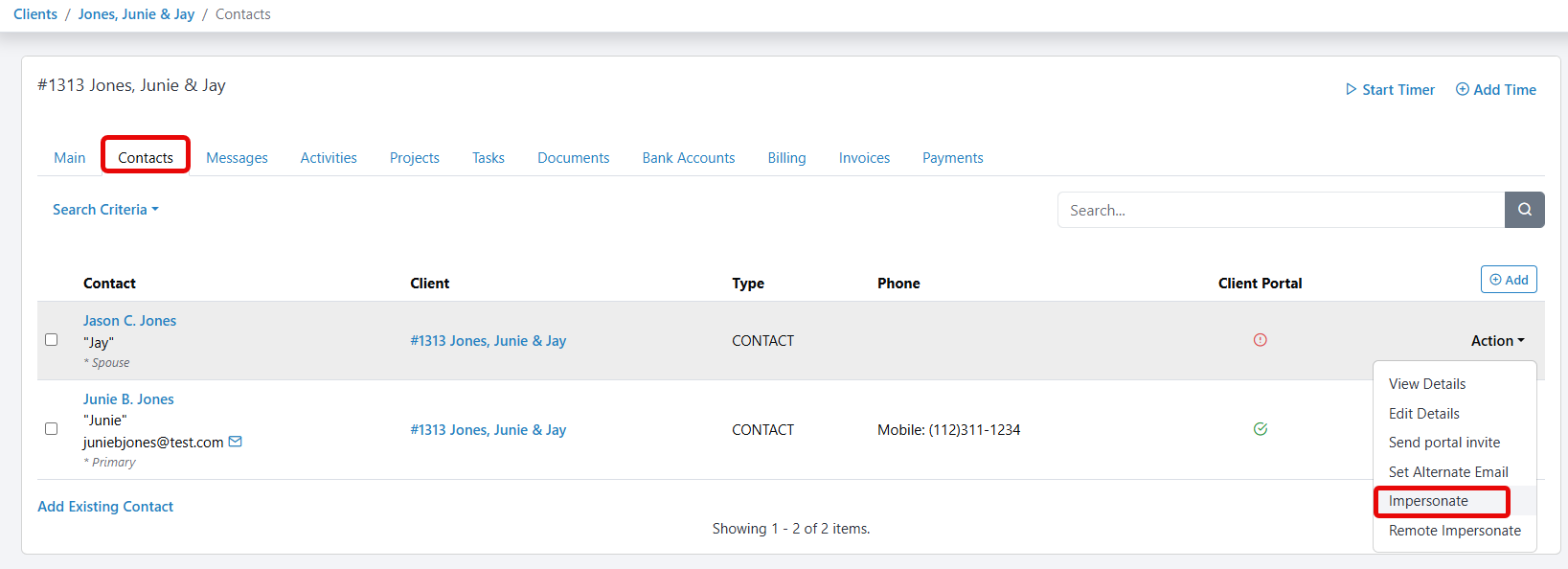 Client Portal - (Impersonate Client View) – Firm360