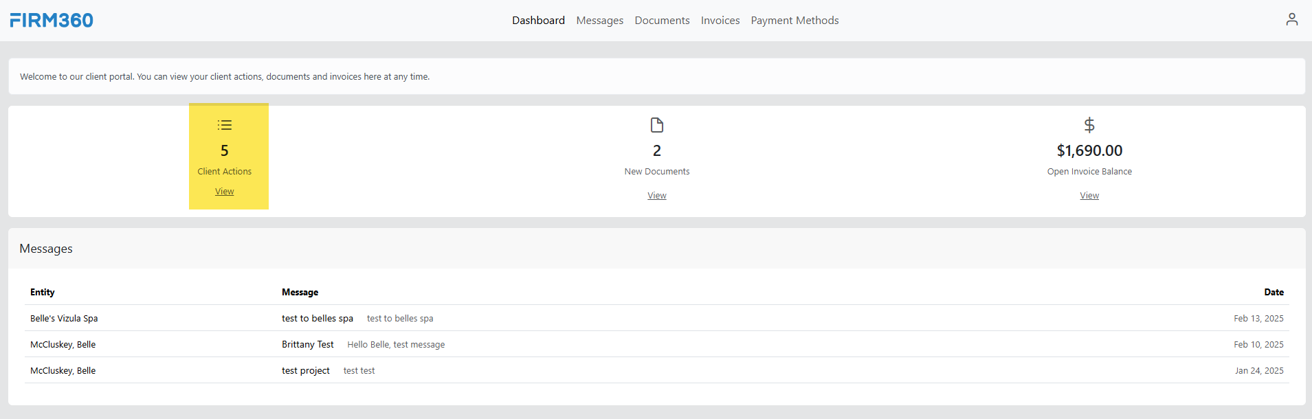 Client Portal - Dashboard – Firm360