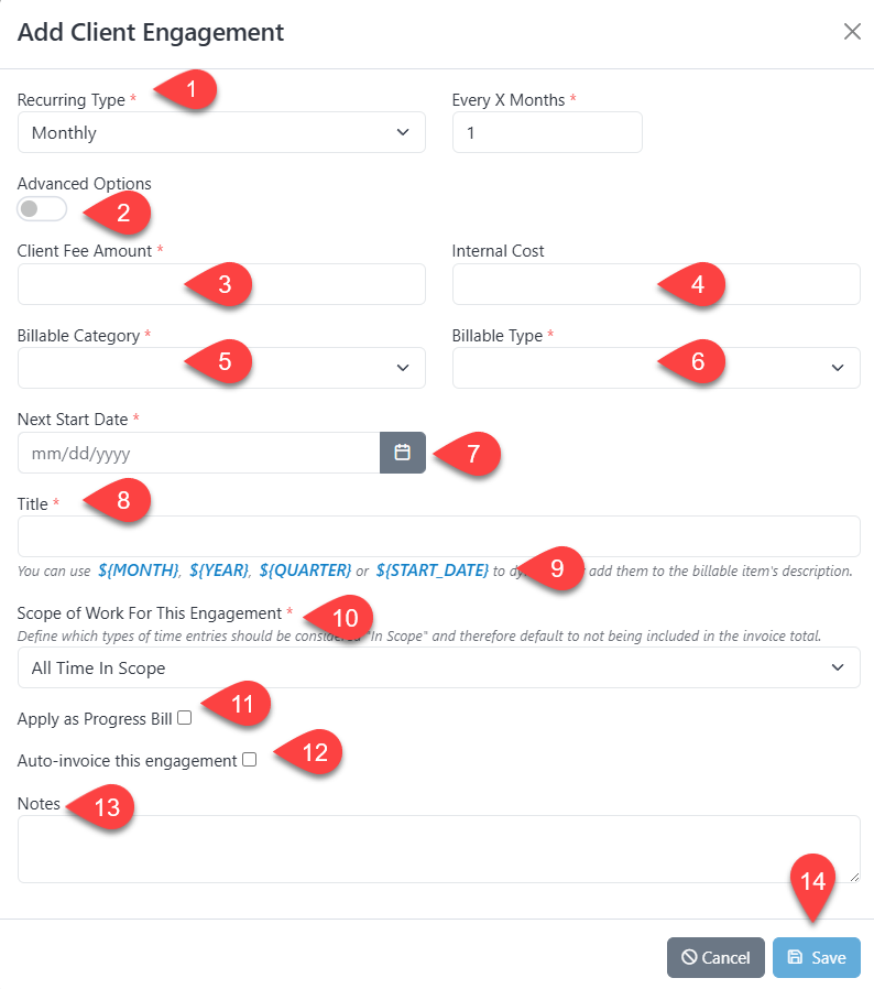 Client Engagement Setup Recurring Fixed Fees – Firm360