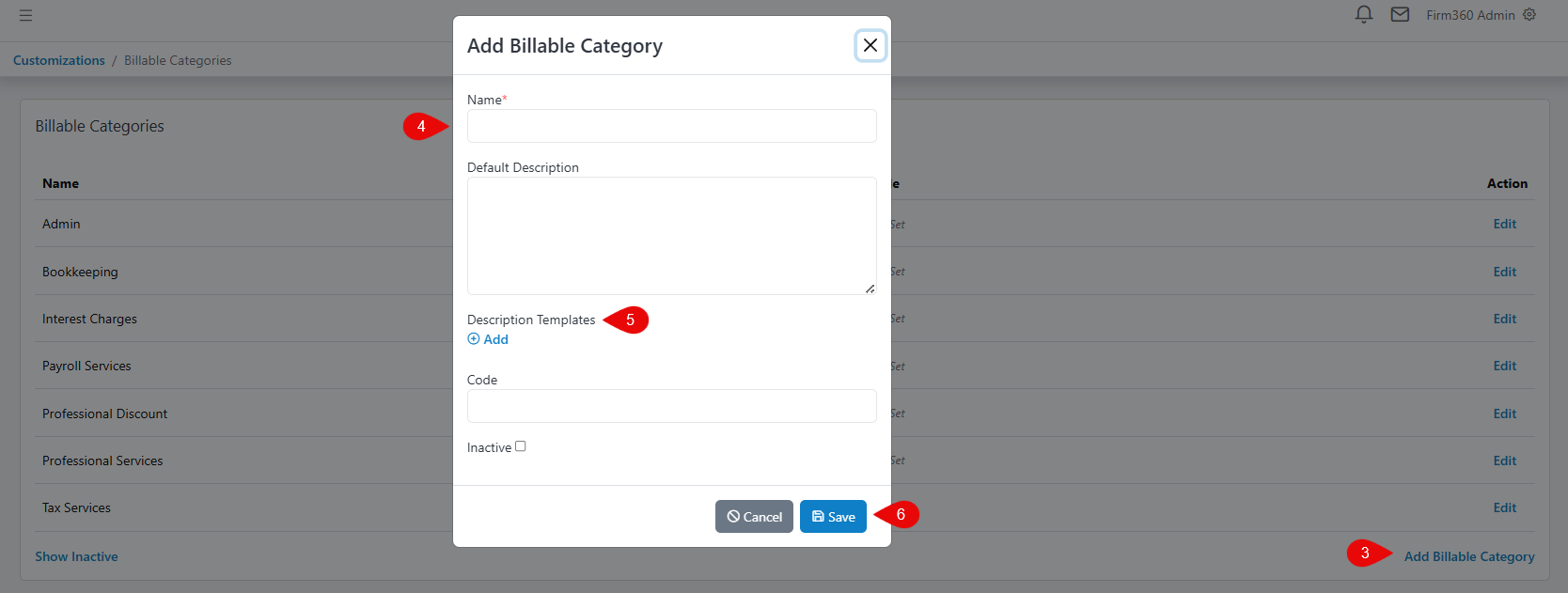 Customizations - Billable Categories – Firm360