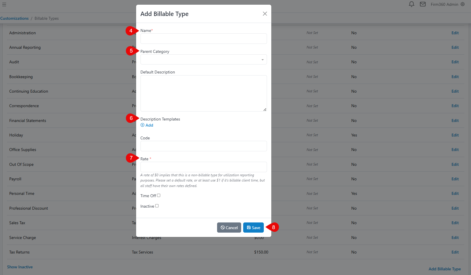 Customizations - Billable Types – Firm360