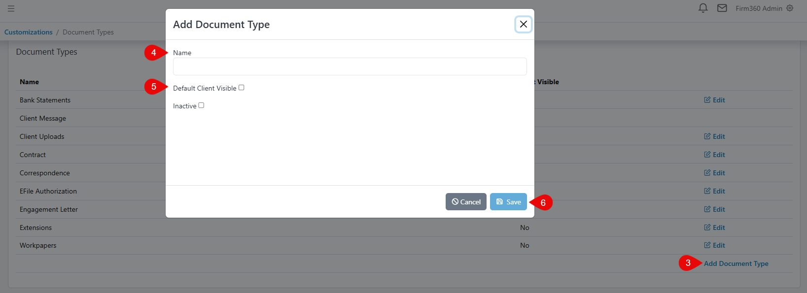 Customizations - Document Types – Firm360