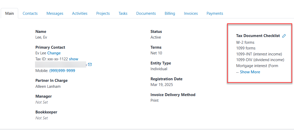 Documents- Document Checklist – Firm360