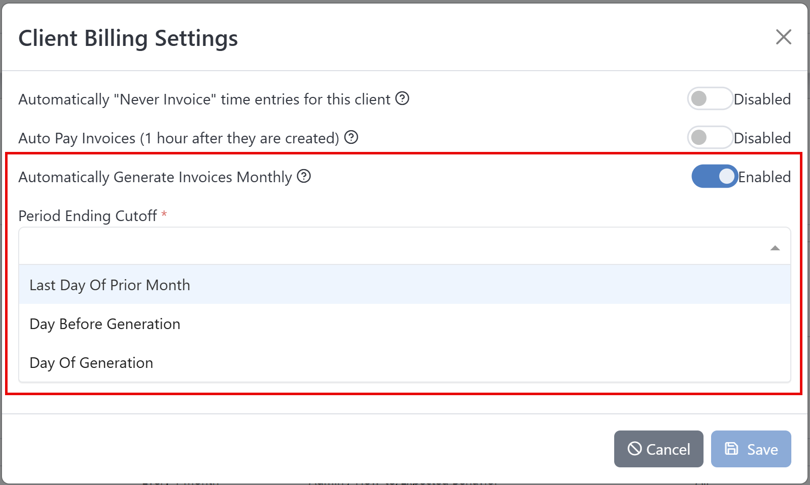 Billing- Automated Client Billing Settings – Firm360