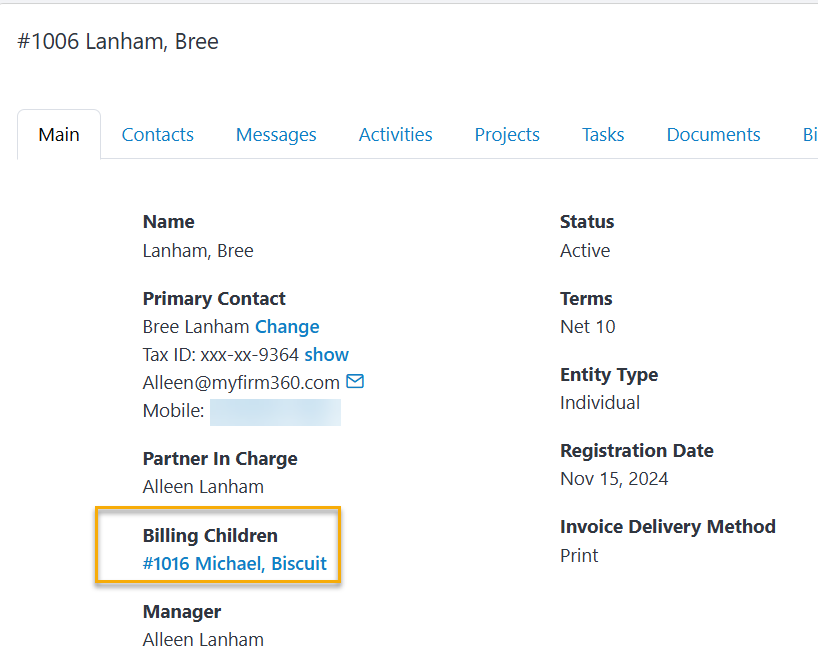 Managing Child Time Entries on Parent Client Engagements – Firm360