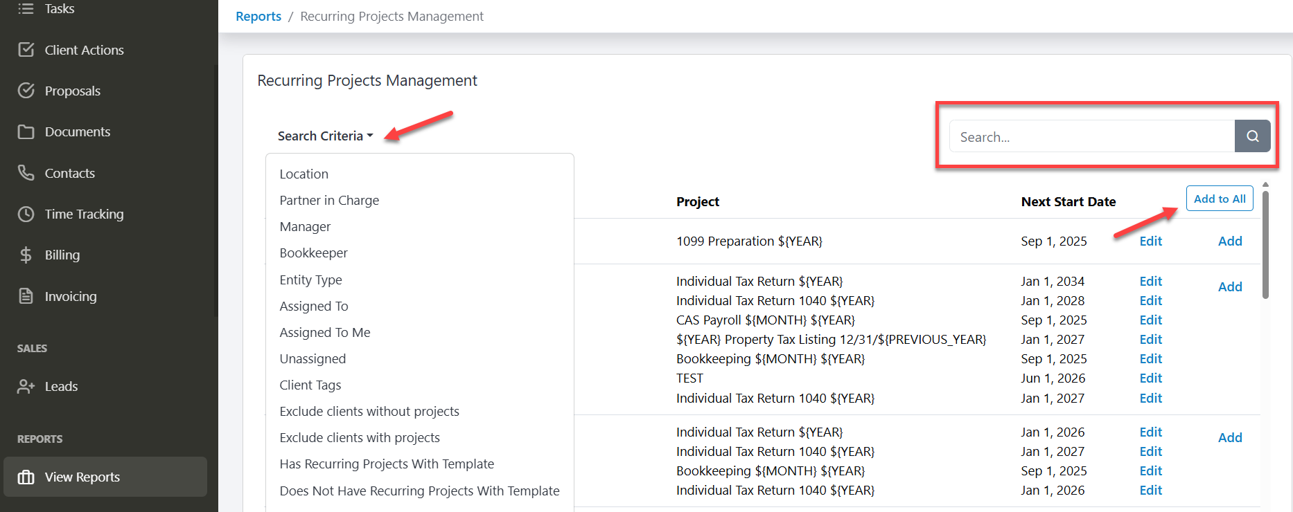 Setup Recurring Projects - in Bulk – Firm360