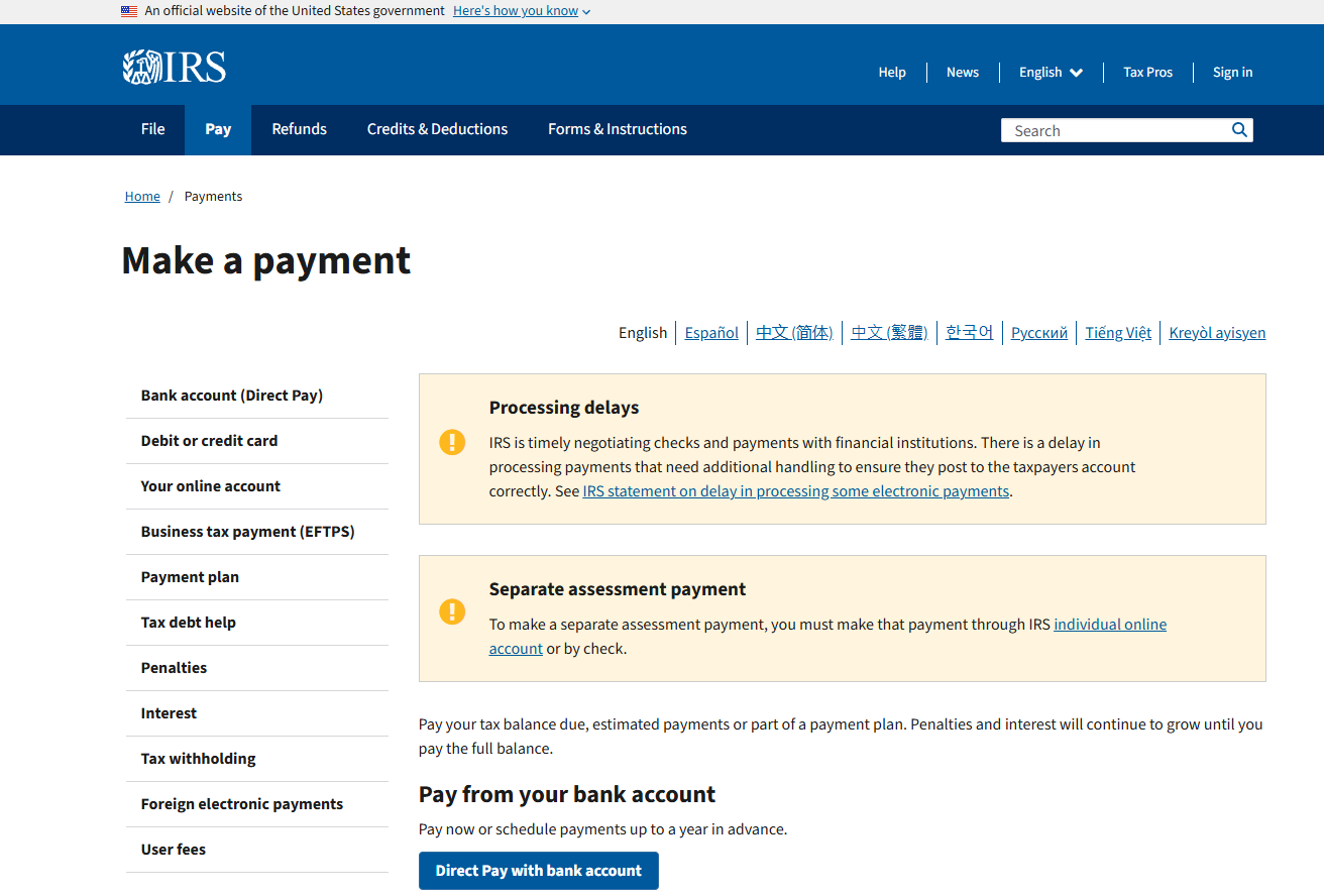 Add Link for Client to Pay Taxes Directly on IRS Website as a client ...
