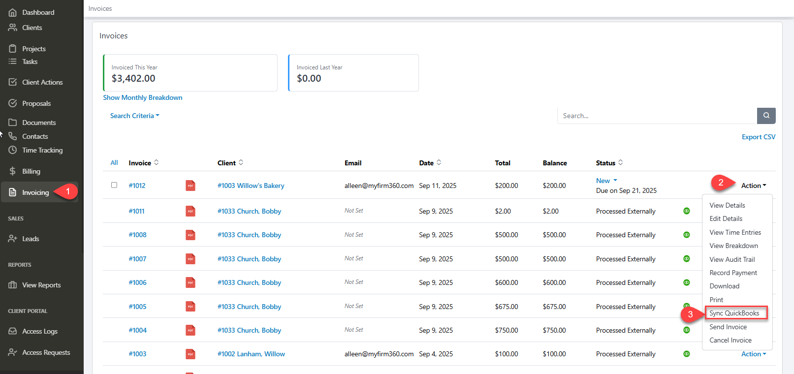 Syncing Invoices to QuickBooks Online (QBO) – Firm360