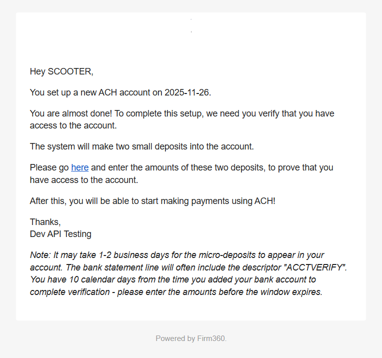 Setup ACH Payments – Firm360