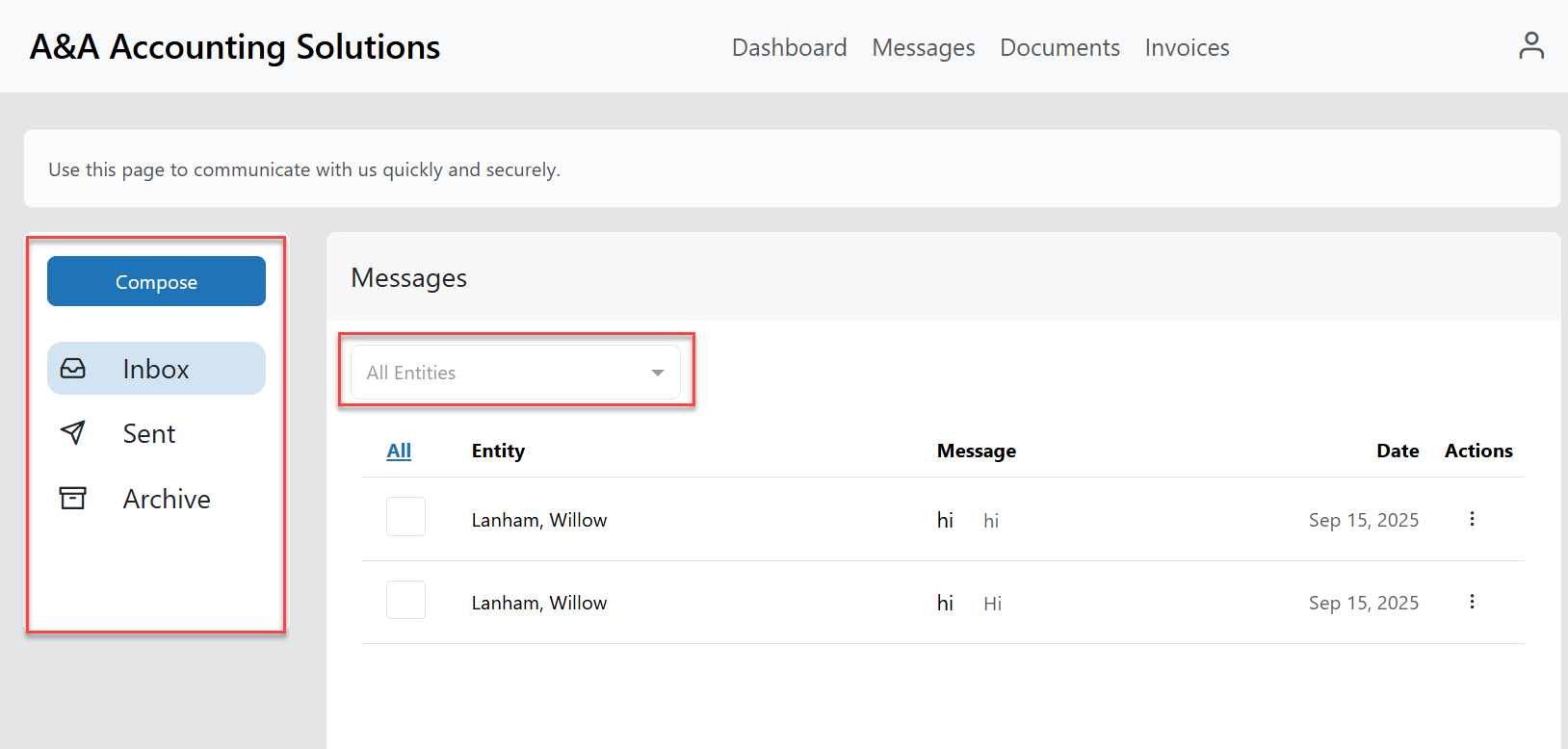 Client Portal Messaging – Firm360