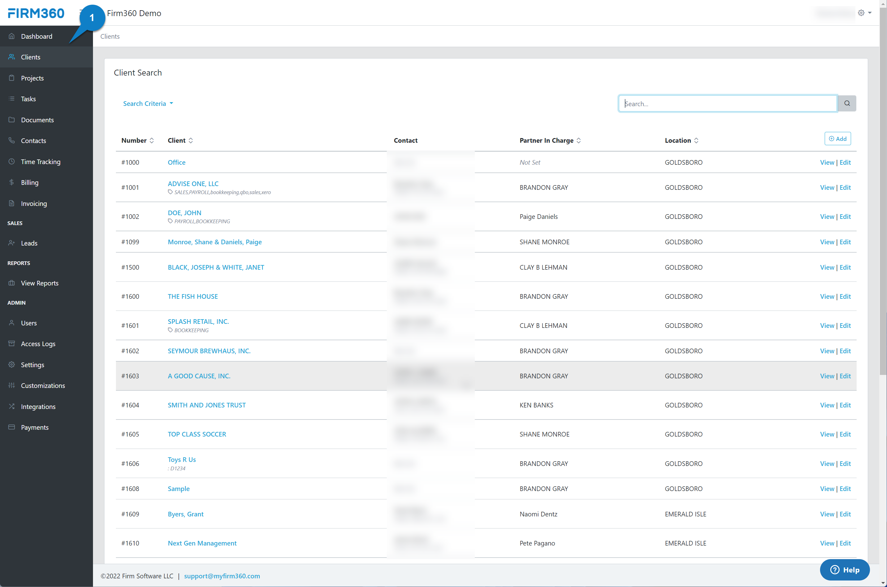 Client - Activities Tab – Firm360