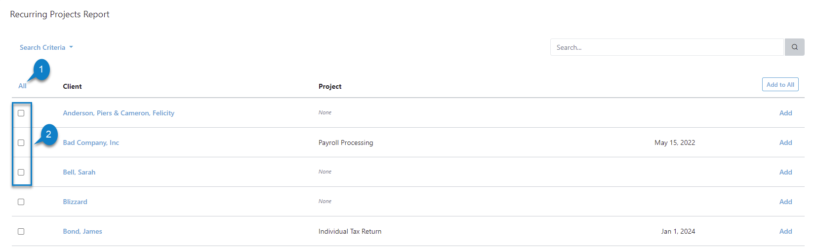 Setup Recurring Projects - in Bulk – Firm360