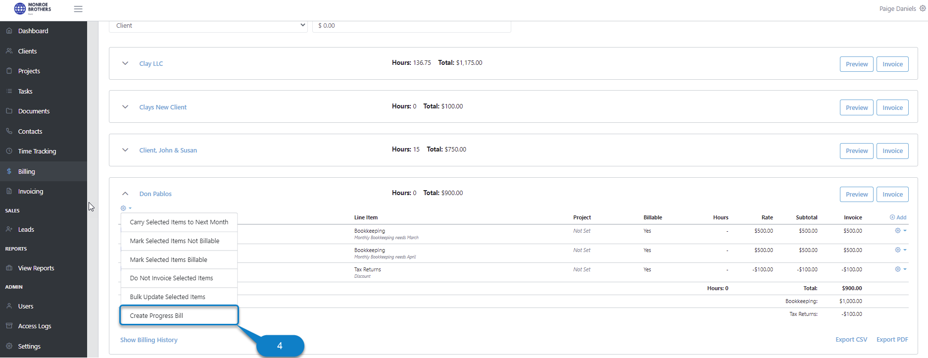 How to create a Progress Bill for time worked? – Firm360