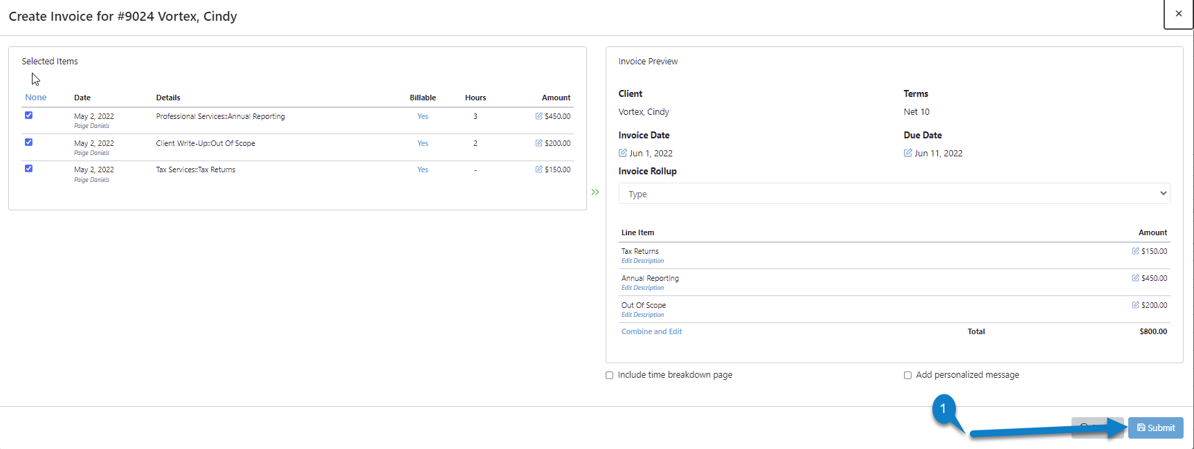 Generate Invoice for Parent/Child Billing – Firm360