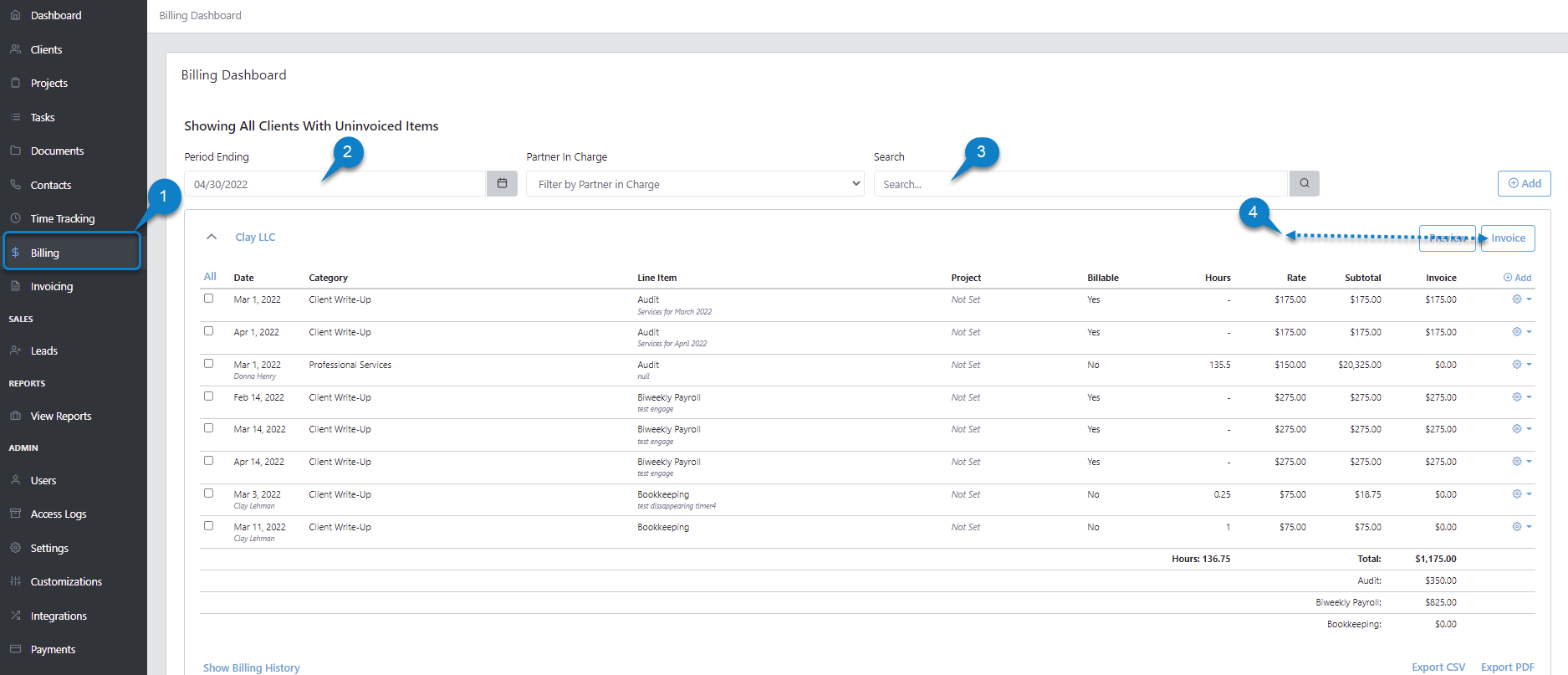 Creating an Invoice – Firm360