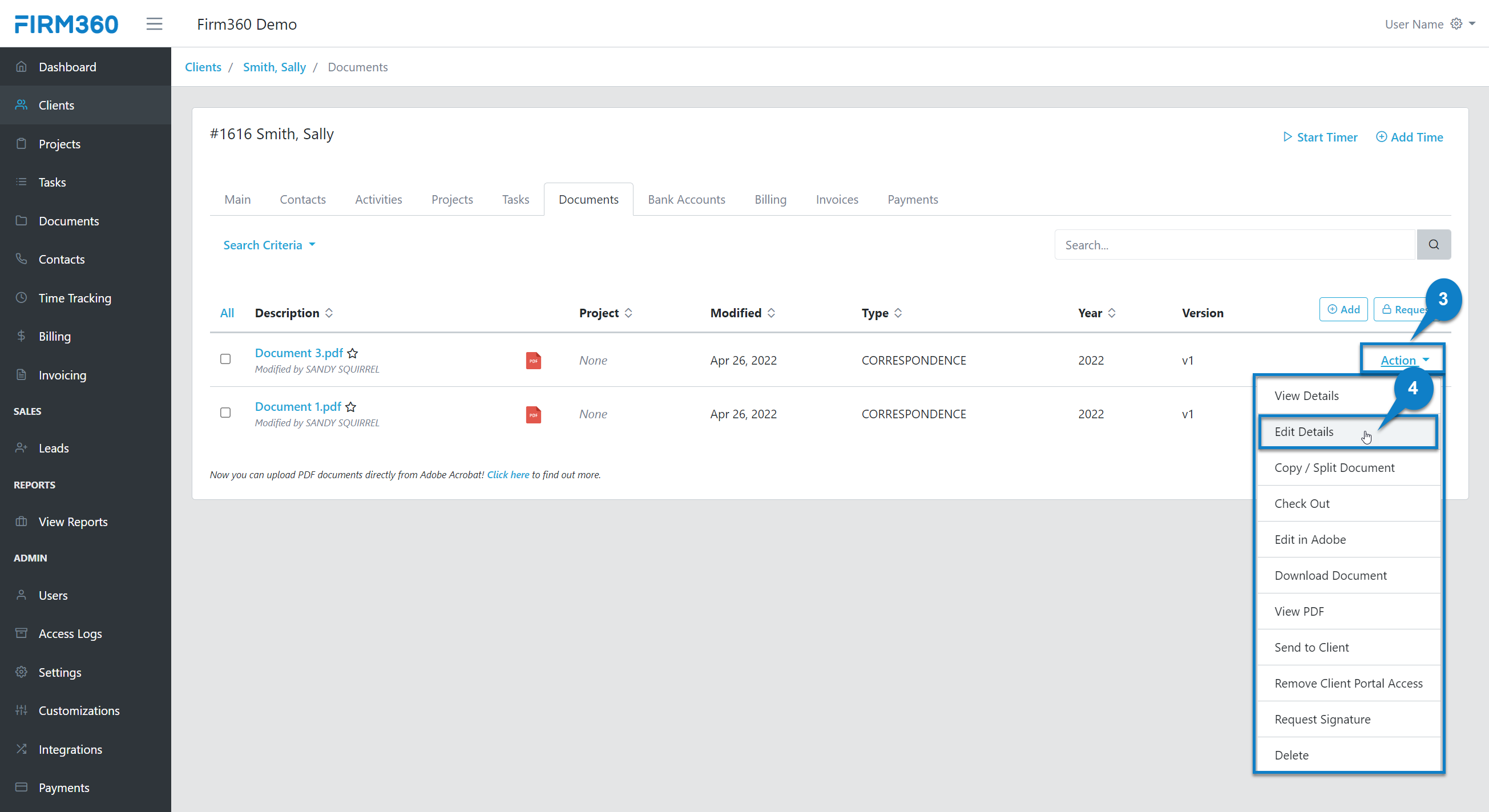 How do I move documents to a different client ? – Firm360