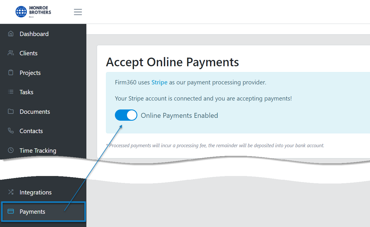 Admin - Payment Method Options – Firm360
