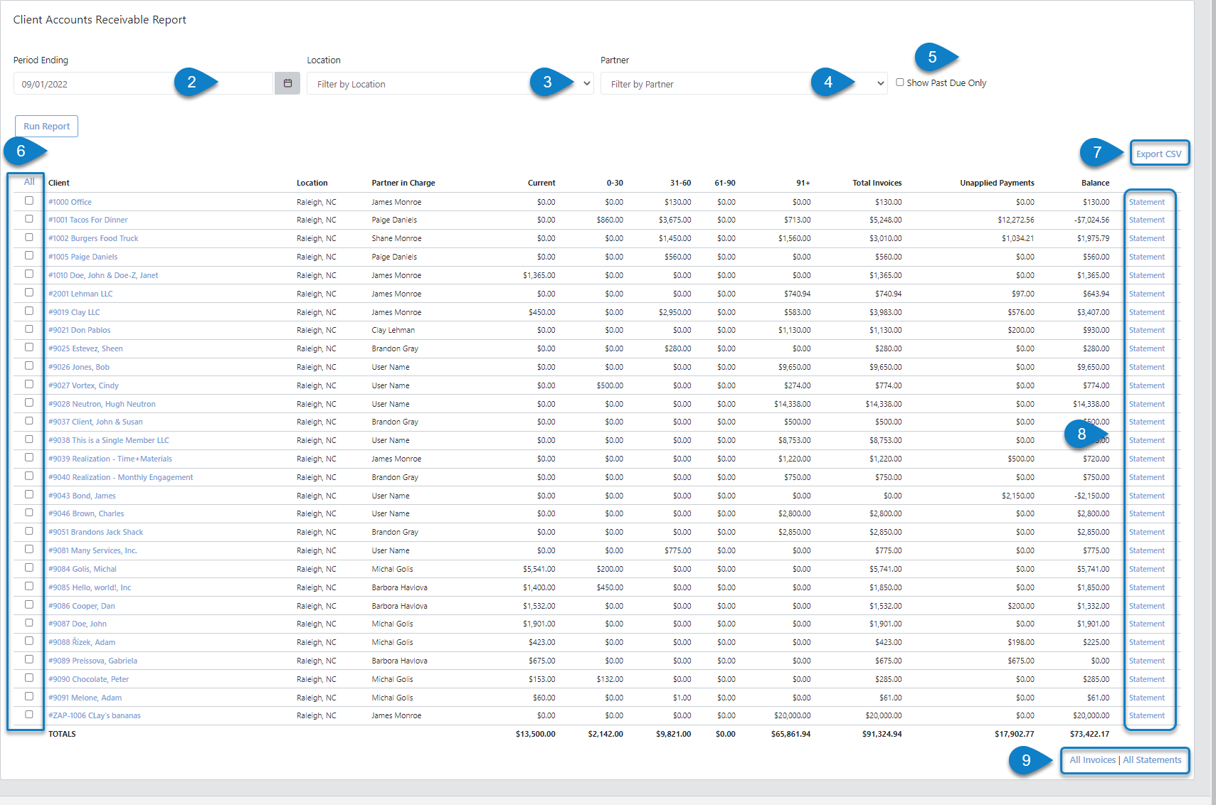 Billing - Accounts Receivable - Statements/Open Invoices – Firm360